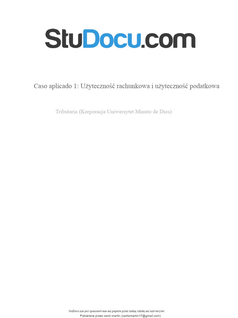 Przykład 1 Zysk Księgowy I Zysk Podatkowy | PDF