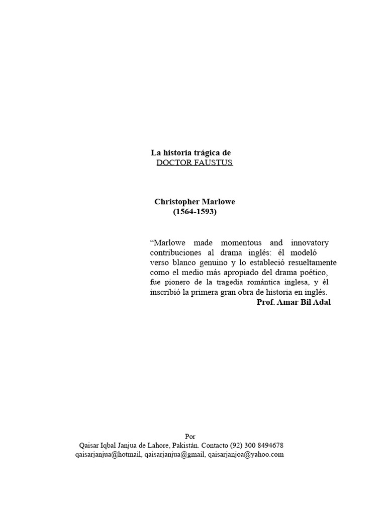 Análisis Crítico de Dr. Faustus | PDF | Christopher Marlowe | Fausto