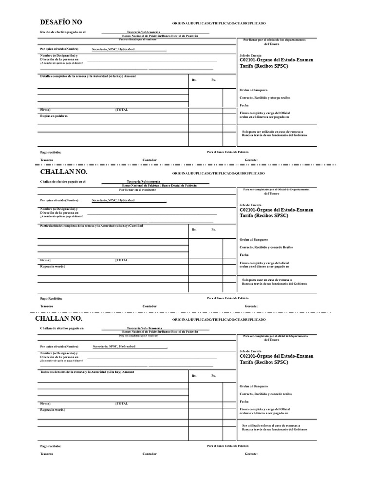 Recibo de Efectivo para Pagos SPSC | PDF | Bancos | Industrias de servicio