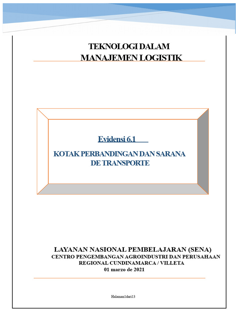Bukti 6.1 Tabel Perbandingan Sarana Dan Cara Transportasi | PDF
