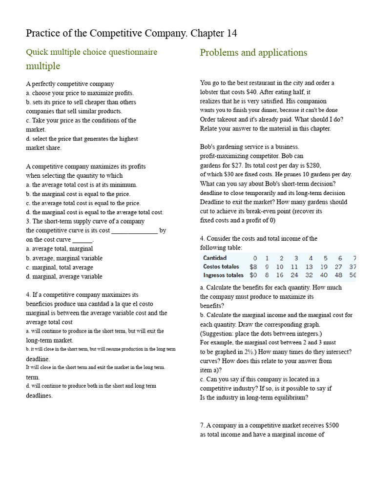 Practice of The Competitive Company | PDF | Marginal Cost | Marketing
