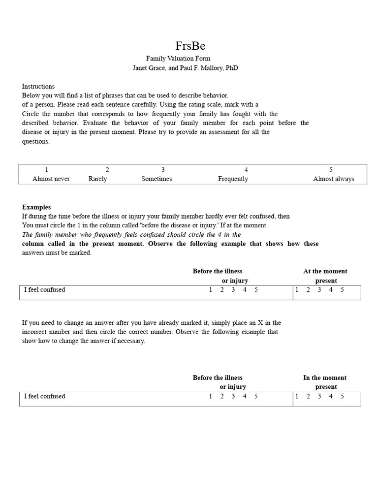 Family Behavior Assessment Form | PDF | Cognition | Behavioural Sciences