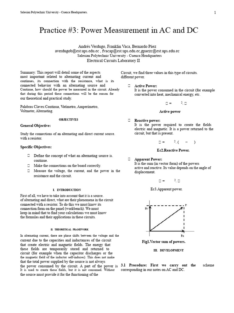 Laboratory Report 3 of Circuits | PDF | Electrical Network | Ac Power