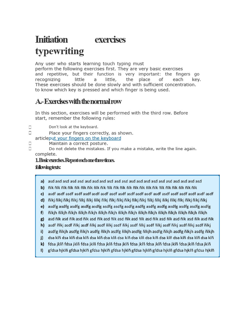 Essential Touch Typing Exercises | PDF
