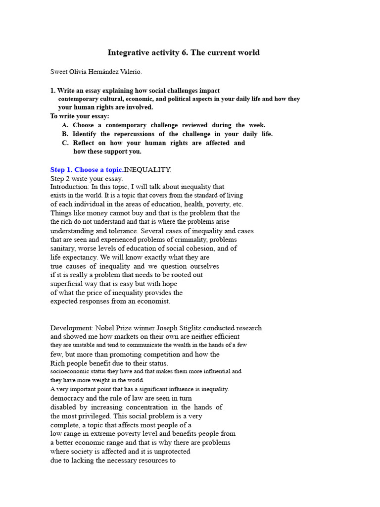 Integrative Activity 6 M10 2019 | PDF | Economic Inequality ...