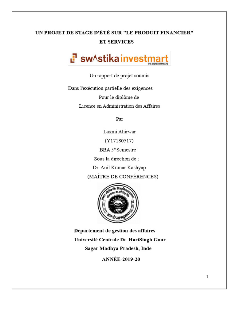 Projet de Stage D'été PDF | PDF | Investir | Investisseurs