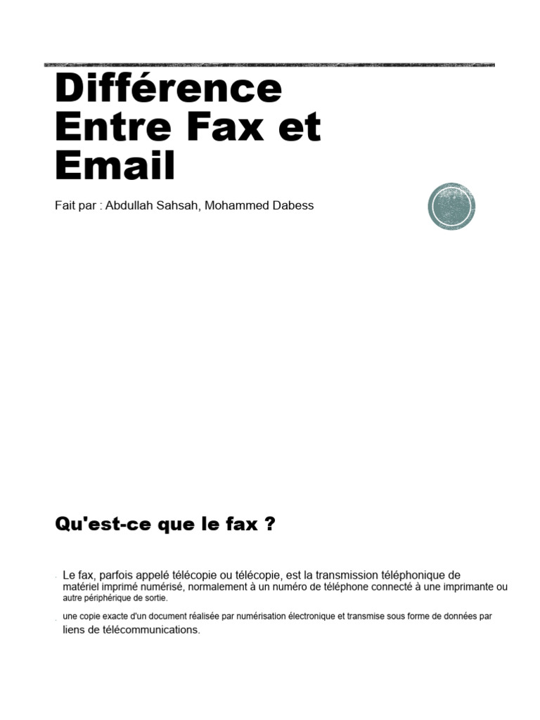 Différences entre Fax et Email | PDF | Fax | Fournisseur d'accès à Internet