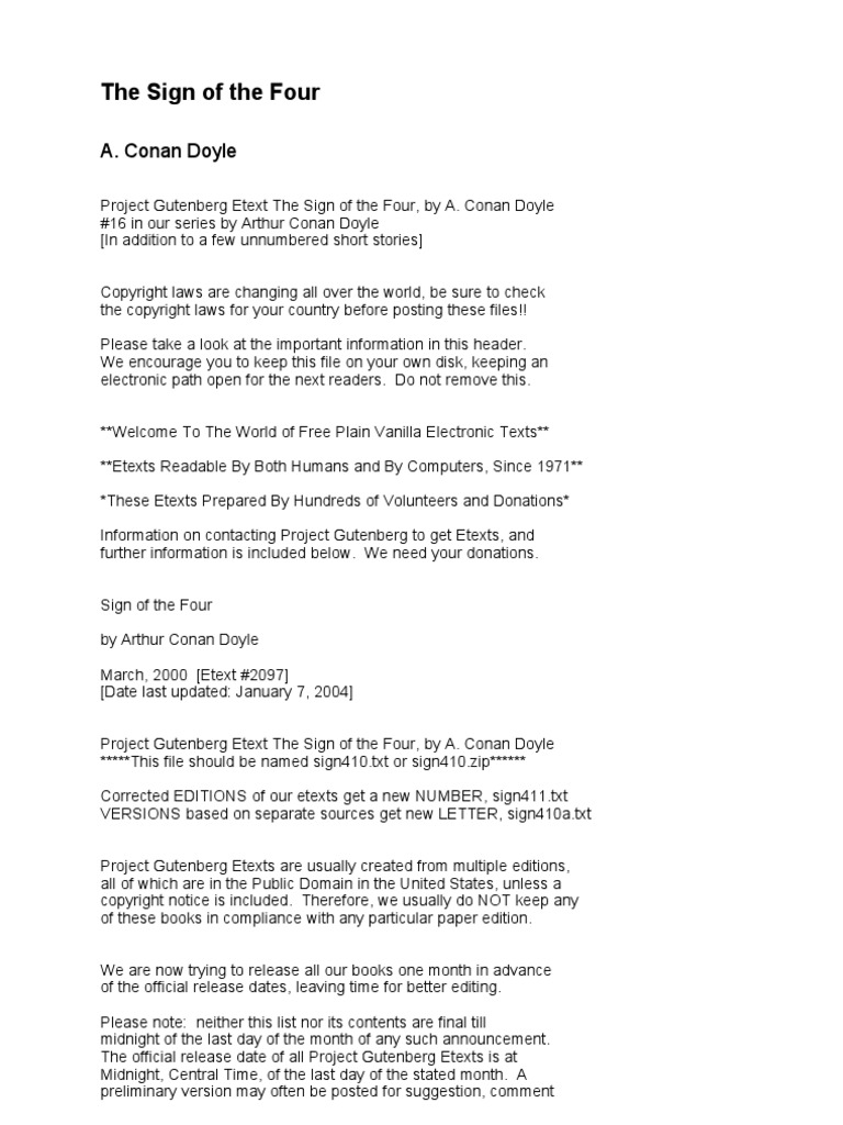The Sign of the Four by Conan Doyle | PDF