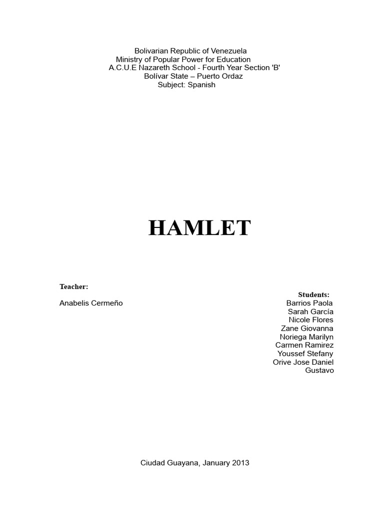 Hamlet Script for Spanish Class | PDF | Hamlet