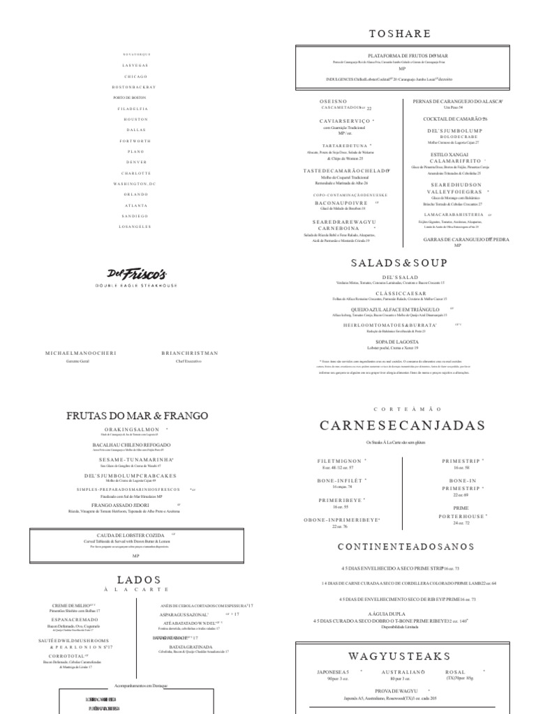 Menu de Frutos do Mar e Carnes Gourmet | PDF | Fruto do mar | Culinária