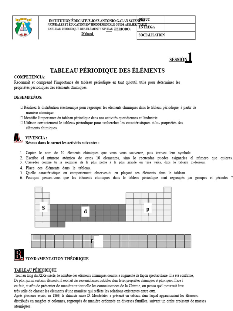 Guide sur le Tableau Périodique Niveau 7 | PDF | Tableau périodique ...