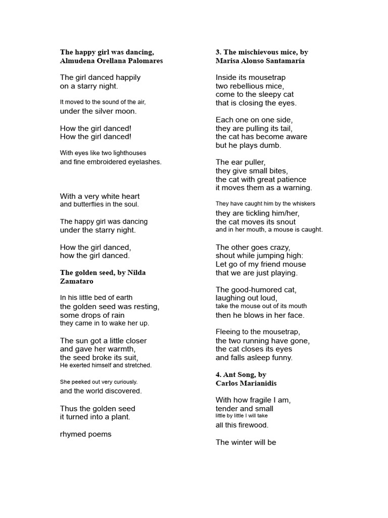 5 Poems With Rhymes | PDF