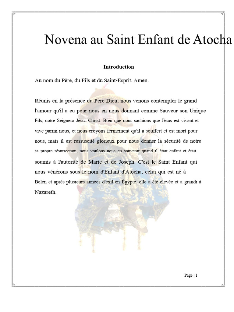 Novena au Saint Enfant d'Atocha | PDF | Marie, mère de Jésus | Jésus