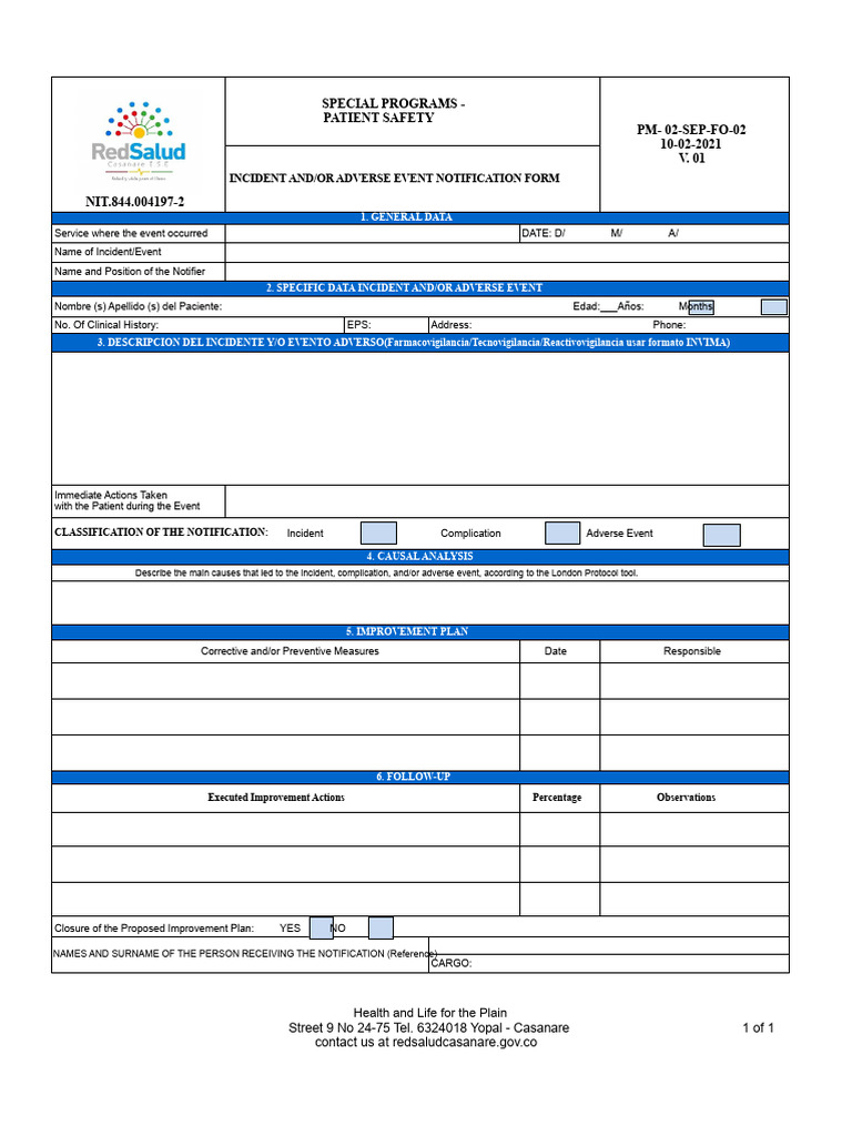 Adverse Event Notification Format - Incidents | PDF | Medicine | Health ...