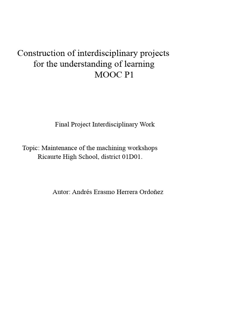 Construction of Interdisciplinary Projects For The Understanding of ...