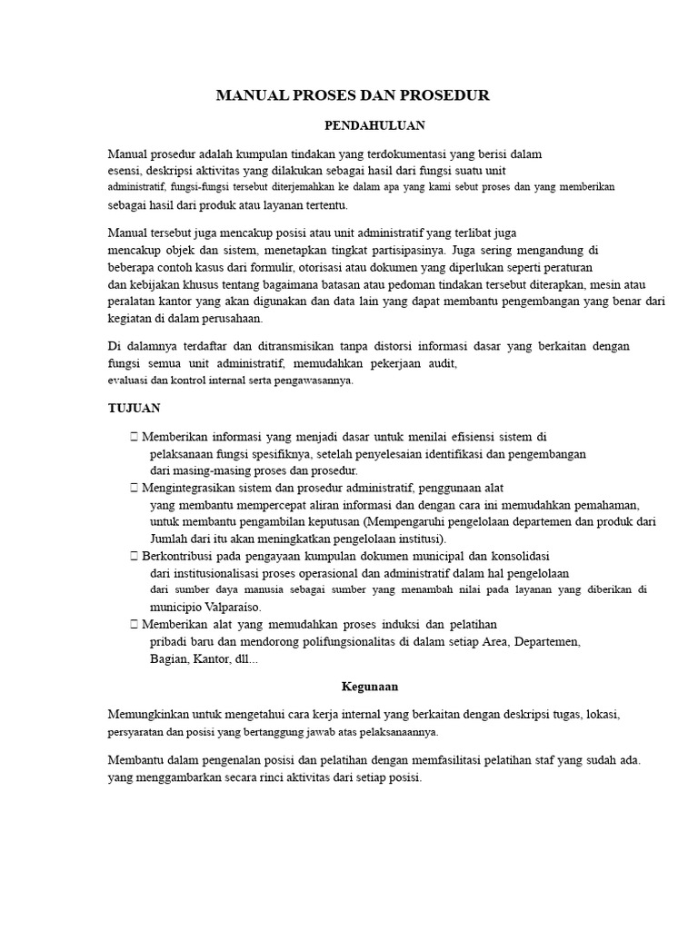 Panduan Manual Prosedur Administratif | PDF