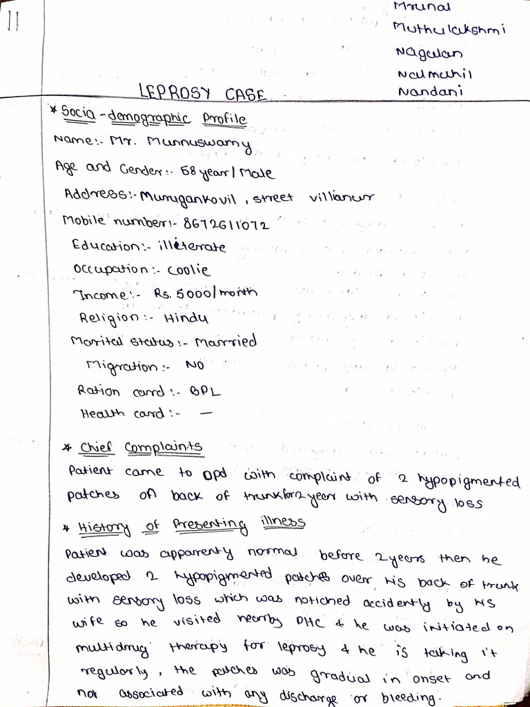 Leprosy Case Presentation | PDF