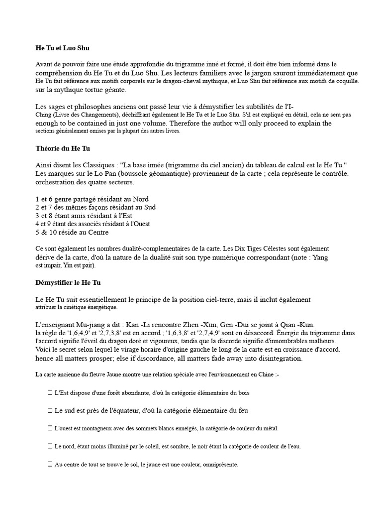 He Tu et Luo Shu : Fondements et Théories | PDF | Yin et yang | Terre