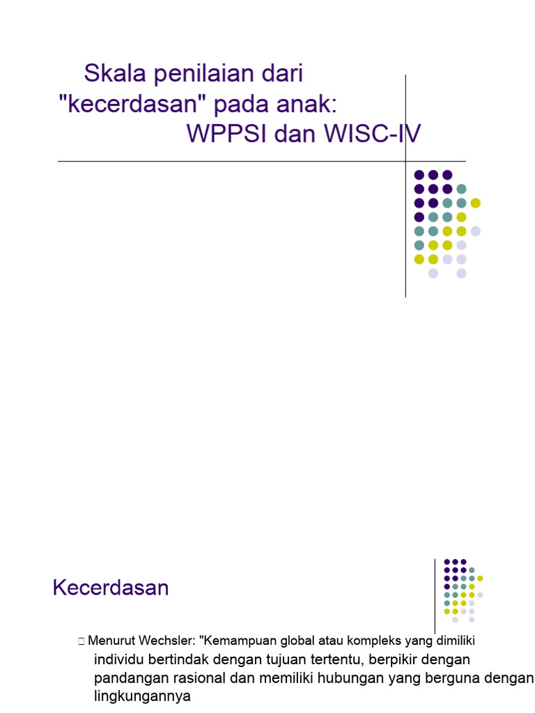 Penilaian Kecerdasan Anak: WPPSI & WISC-IV | PDF