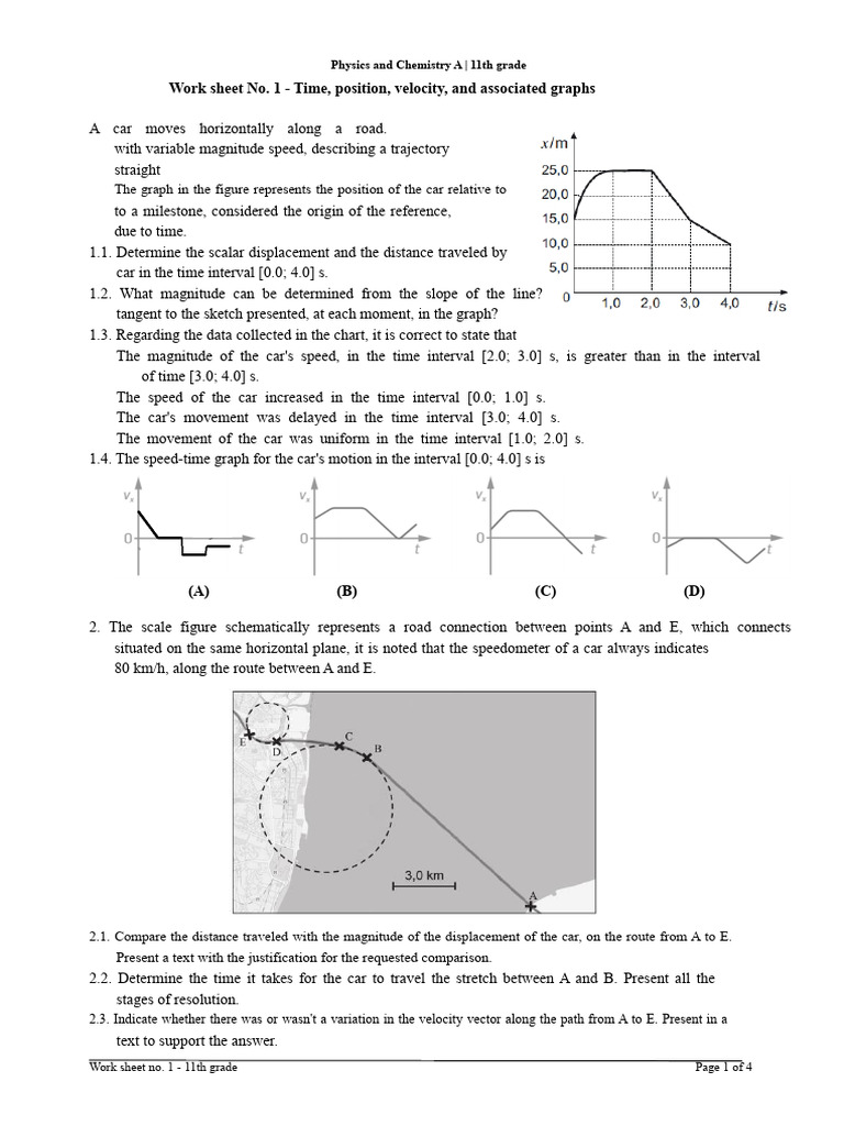 11th Grade Physics Worksheet: Motion Analysis | PDF | Velocity | Speed