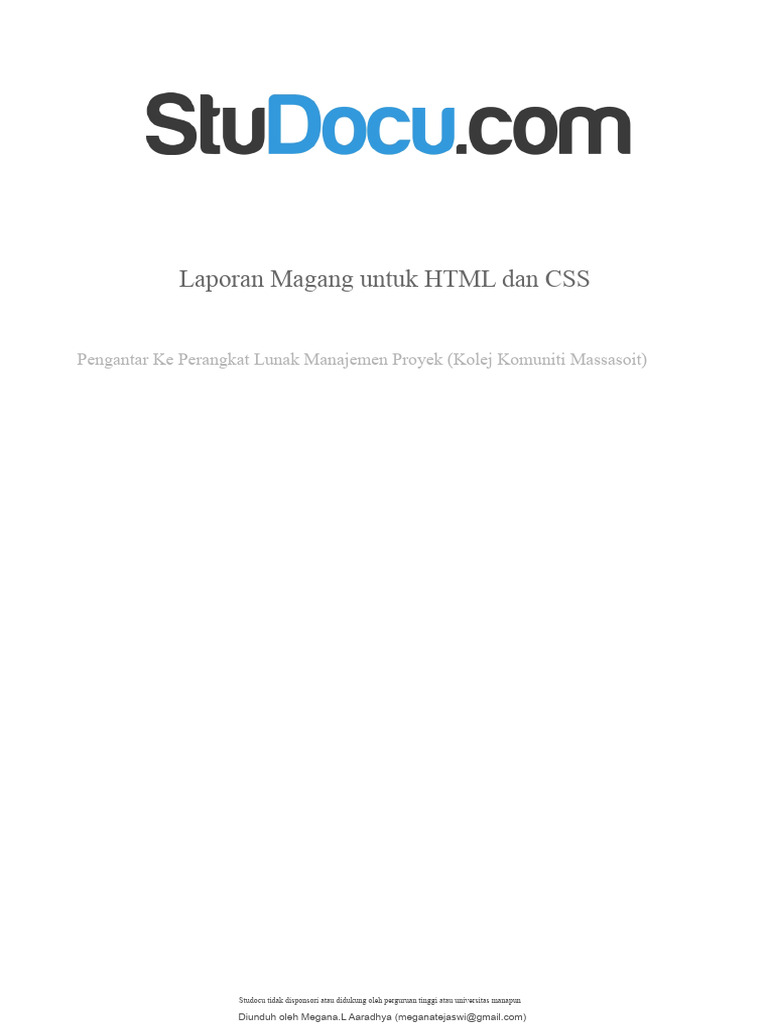 Laporan Magang Desain Web HTML CSS | PDF