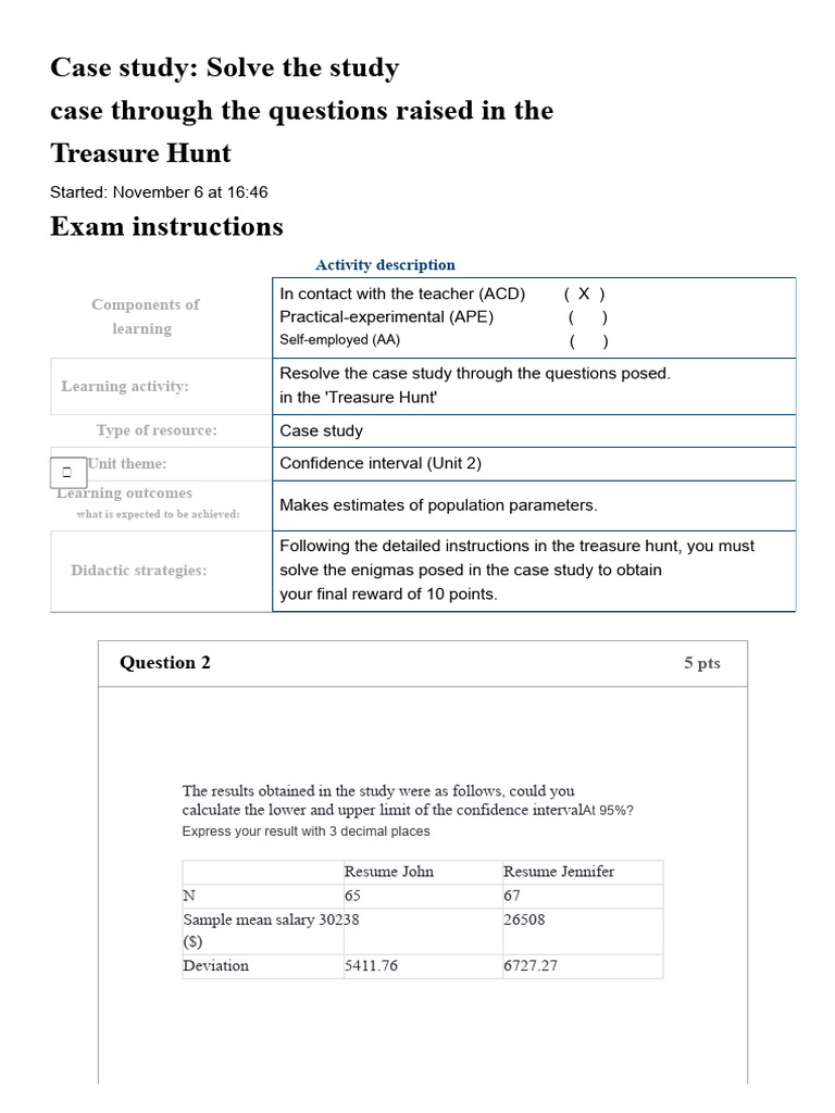 Confidence Interval Case Study Guide | PDF