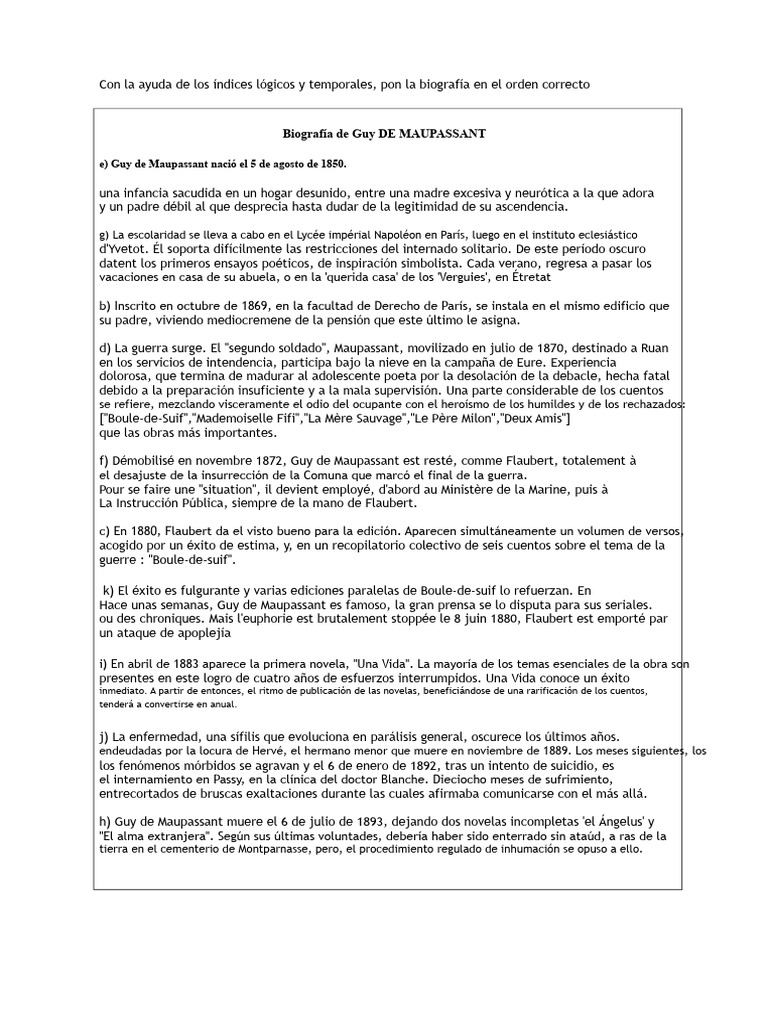 Biografía de Guy de Maupassant | PDF | Guy De Maupassant