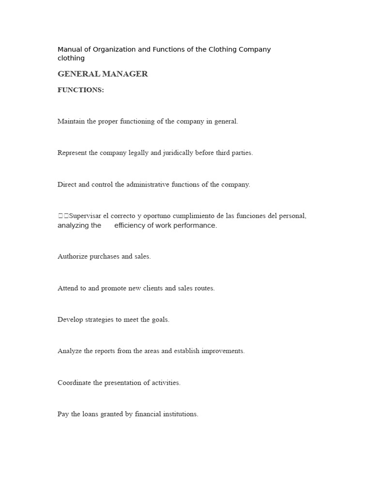 Clothing Company Organization Manual | PDF | Customer | Sales