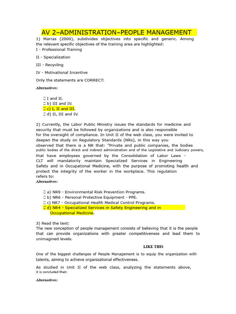 Answers - Av 2 - People Management | PDF | Occupational Safety And ...