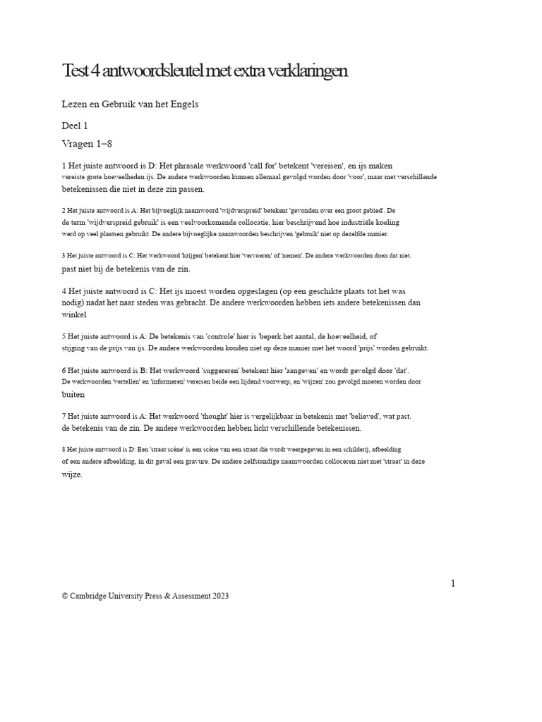 B2First5 Test 4 Lezen en Gebruik Van Het Engels Antwoord Sleutel | PDF