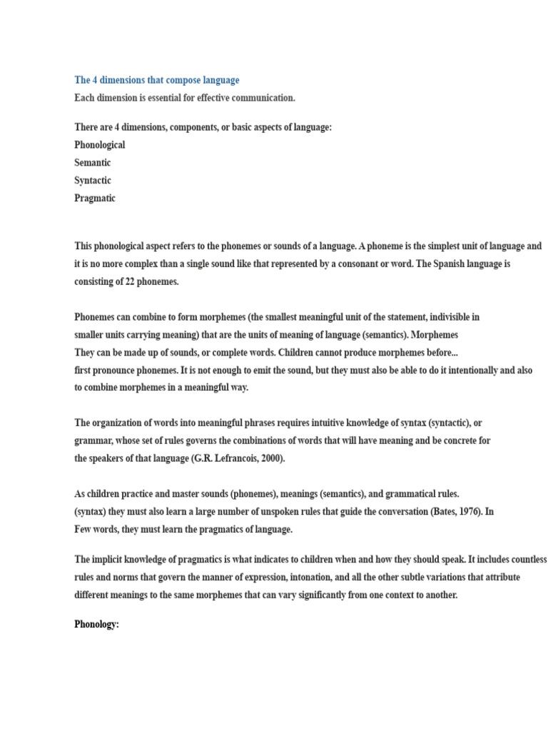 Four Dimensions of Language Explained | PDF | Word | Semantics