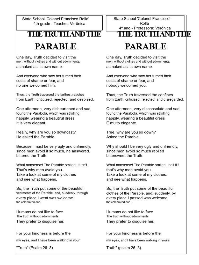The Truth and The Parable | PDF | Parable | Narrative