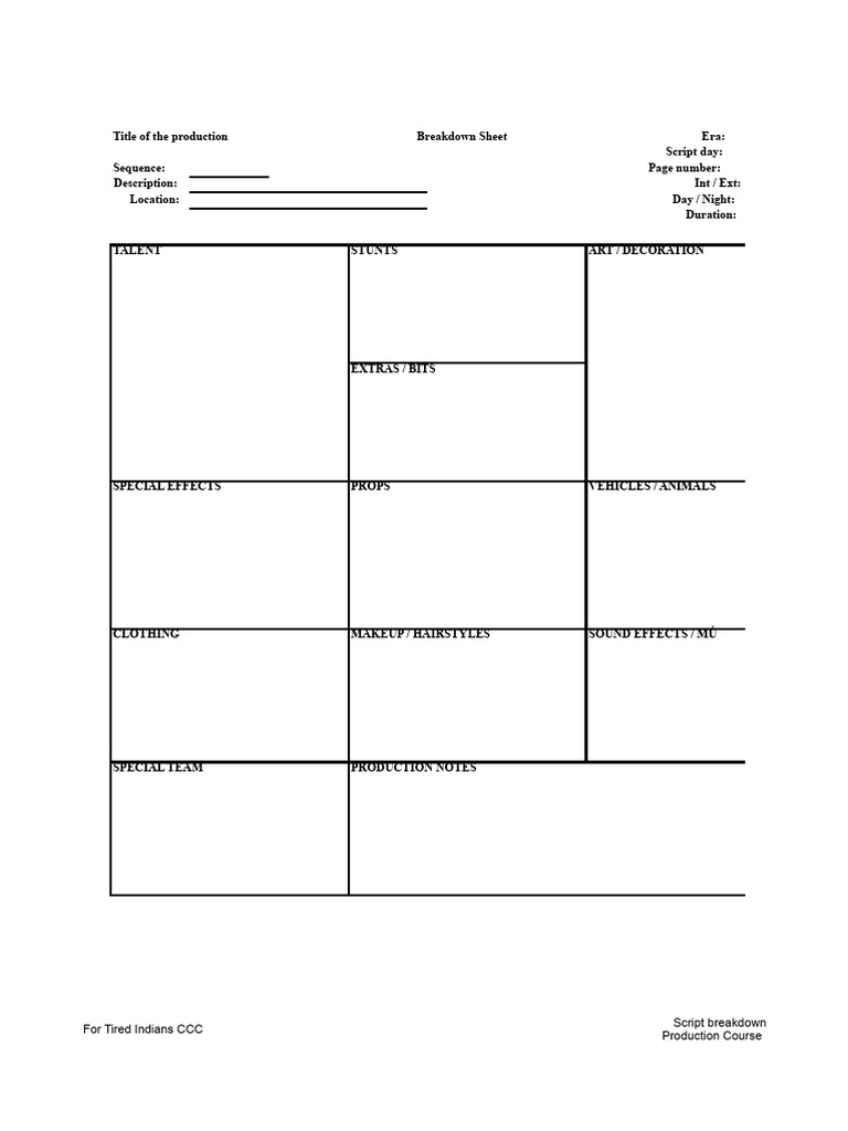 FORMAT Breakdown Sheet | PDF