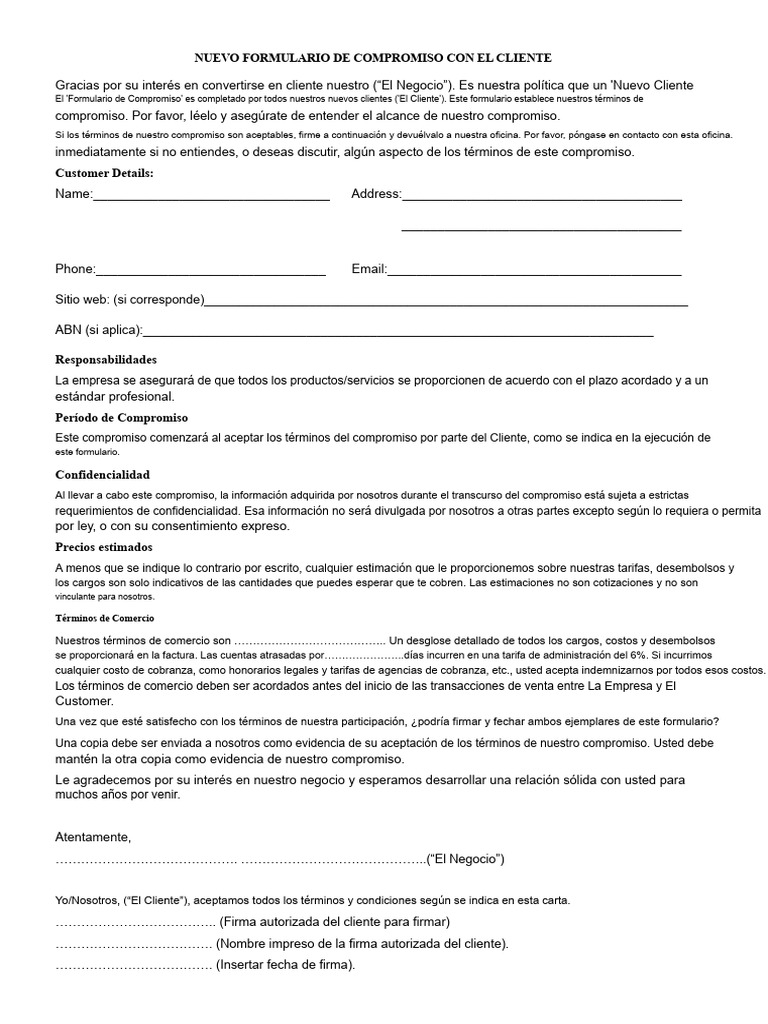 Formulario de Compromiso | PDF