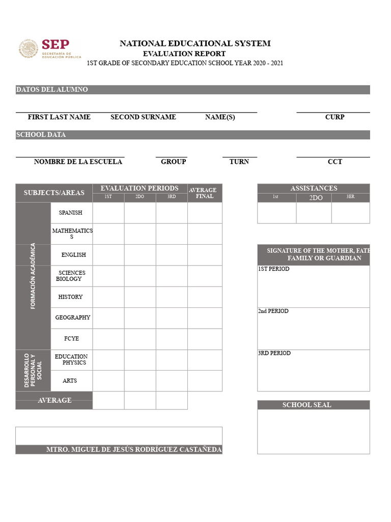 Format - Report Cards (Secondary) | PDF | Science