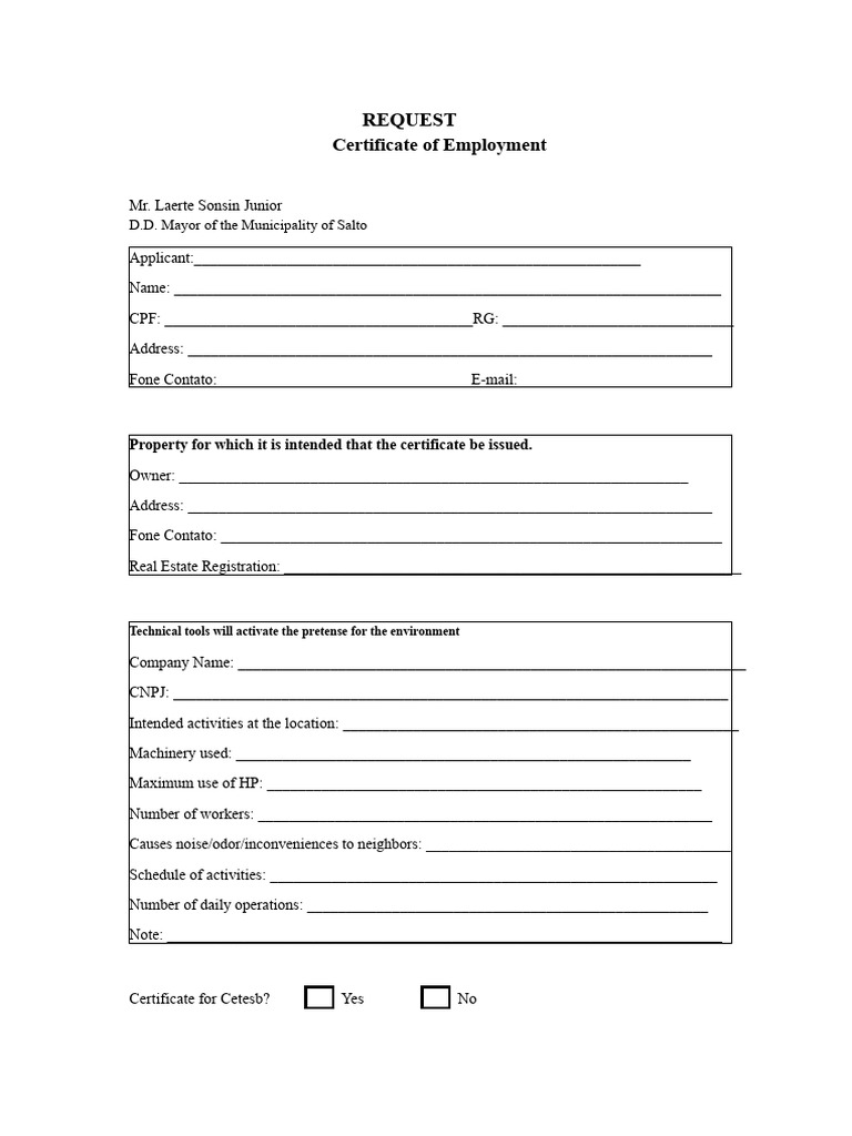 REQUEST Certificate of Land Use | PDF