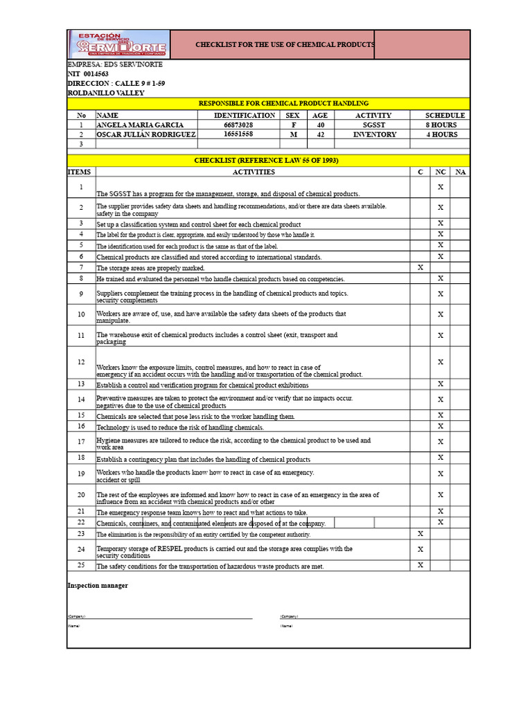 Chemical Products Management Checklist | PDF | Regulatory Compliance ...