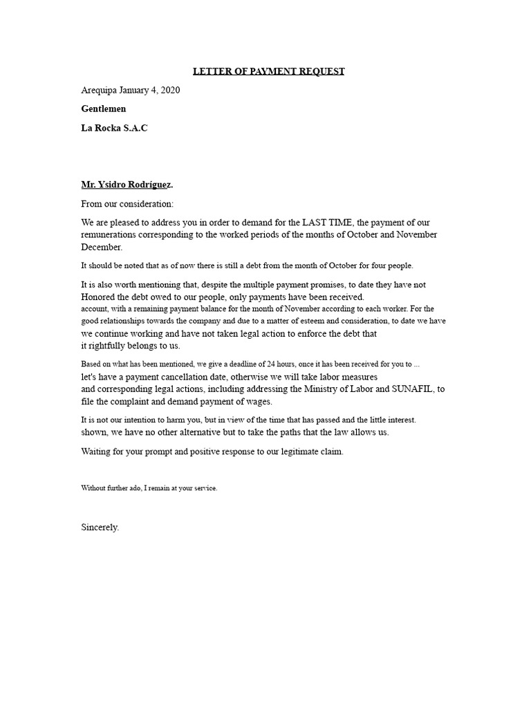 Final Payment Request Letter | PDF