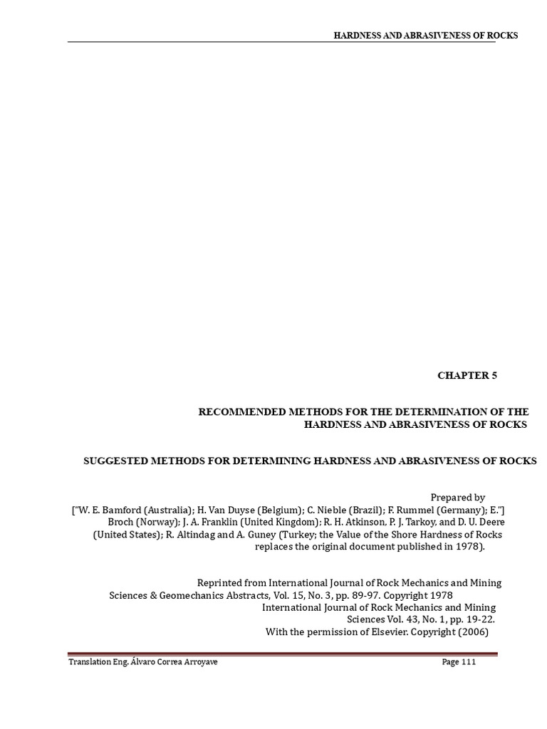 Methods for Rock Hardness & Abrasiveness | PDF | Hardness | Wear