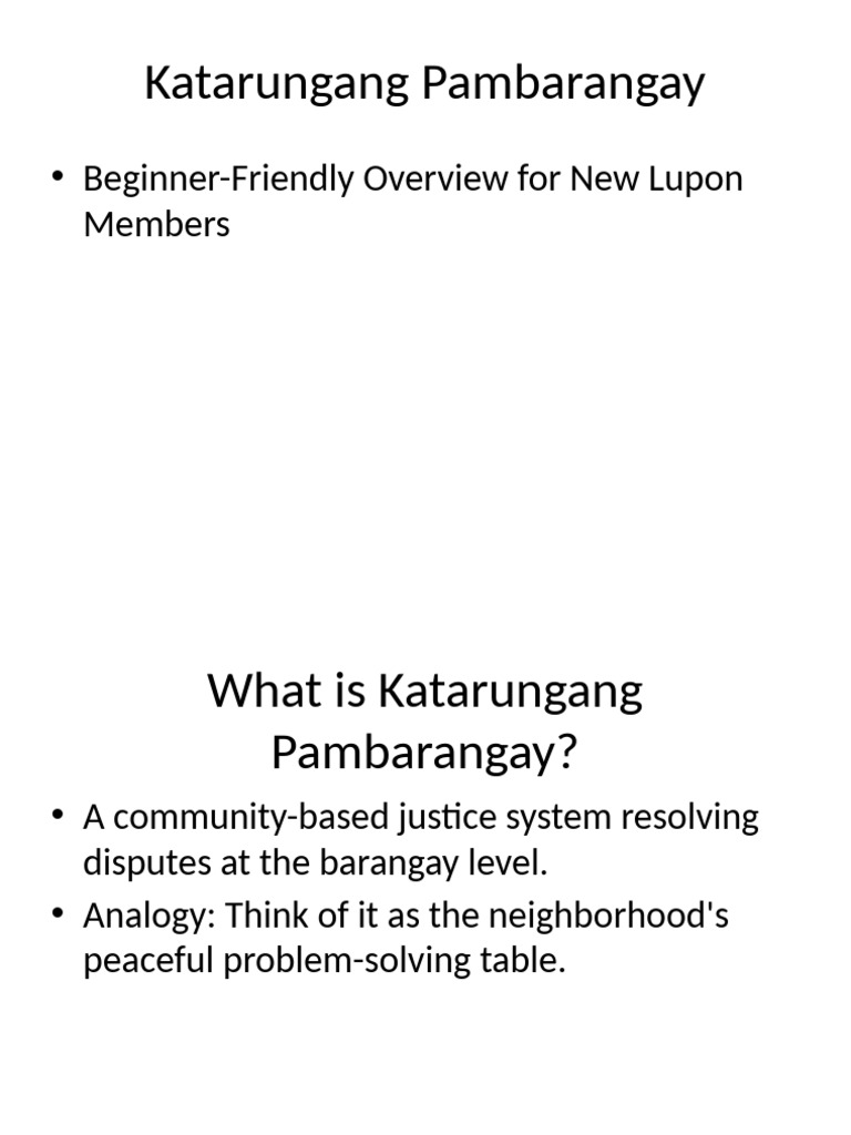 Katarungang Pambarangay Overview Guide | PDF