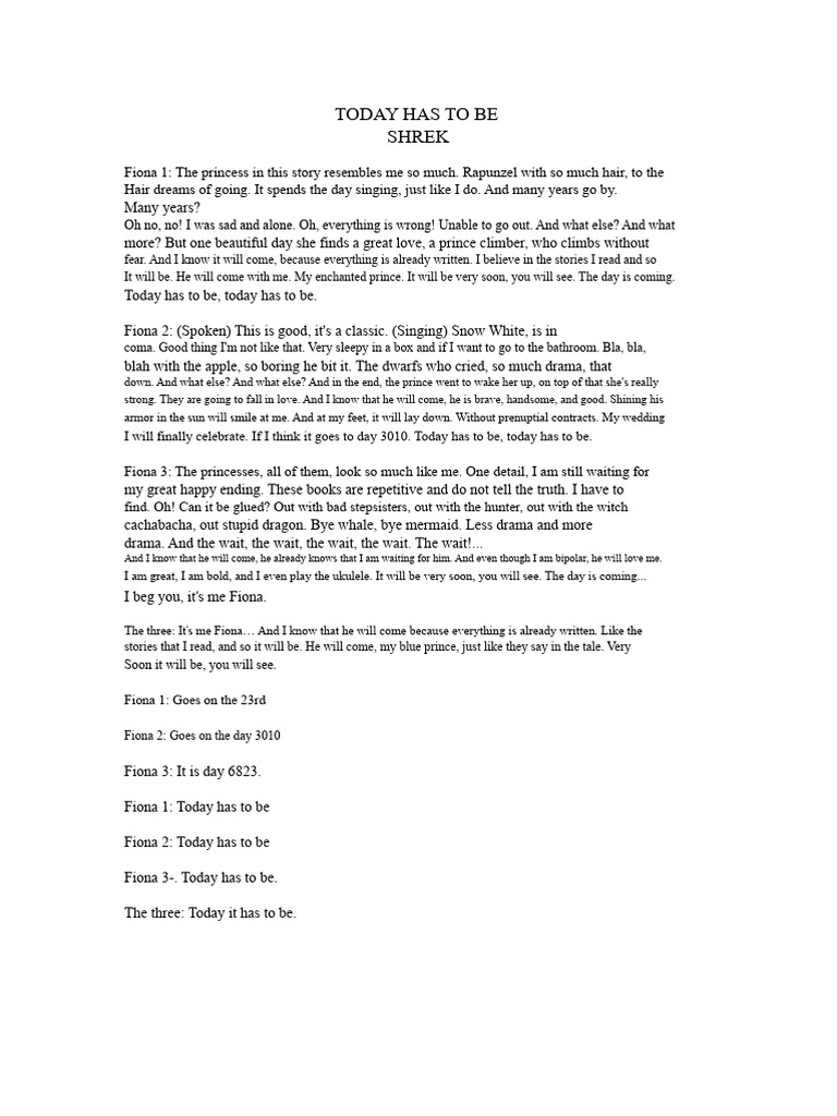 Fiona's Quest for True Love Today | PDF | Children's Literature ...