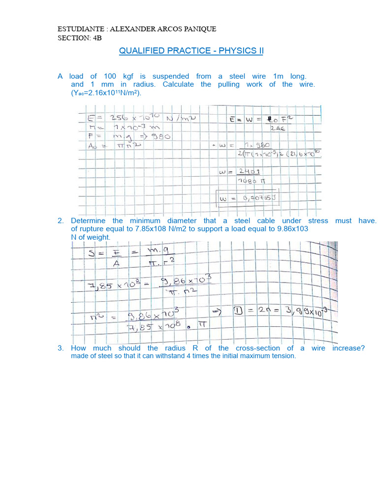 PHYSICS 2 QUALIFYING PRACTICE First Contribution | PDF | Deformation ...