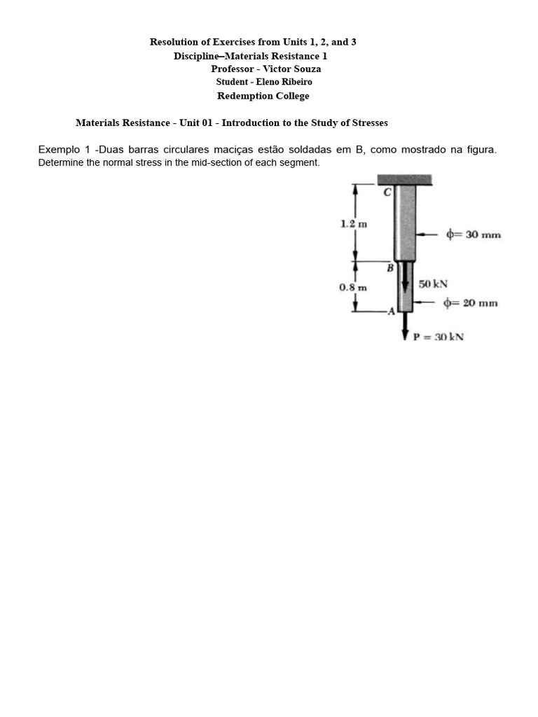 Materials Resistance - Exercises - Units I II III | PDF | Strength Of ...