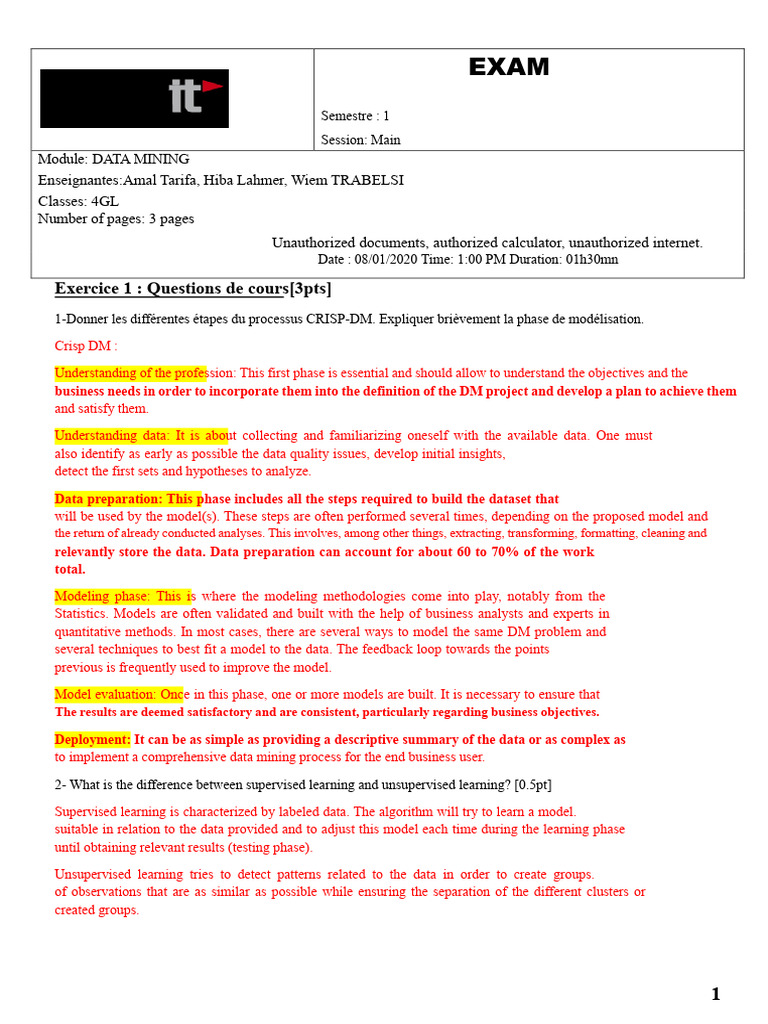 DATA MINING - Exam 2020 - Solutions 1 | PDF | Principal Component ...