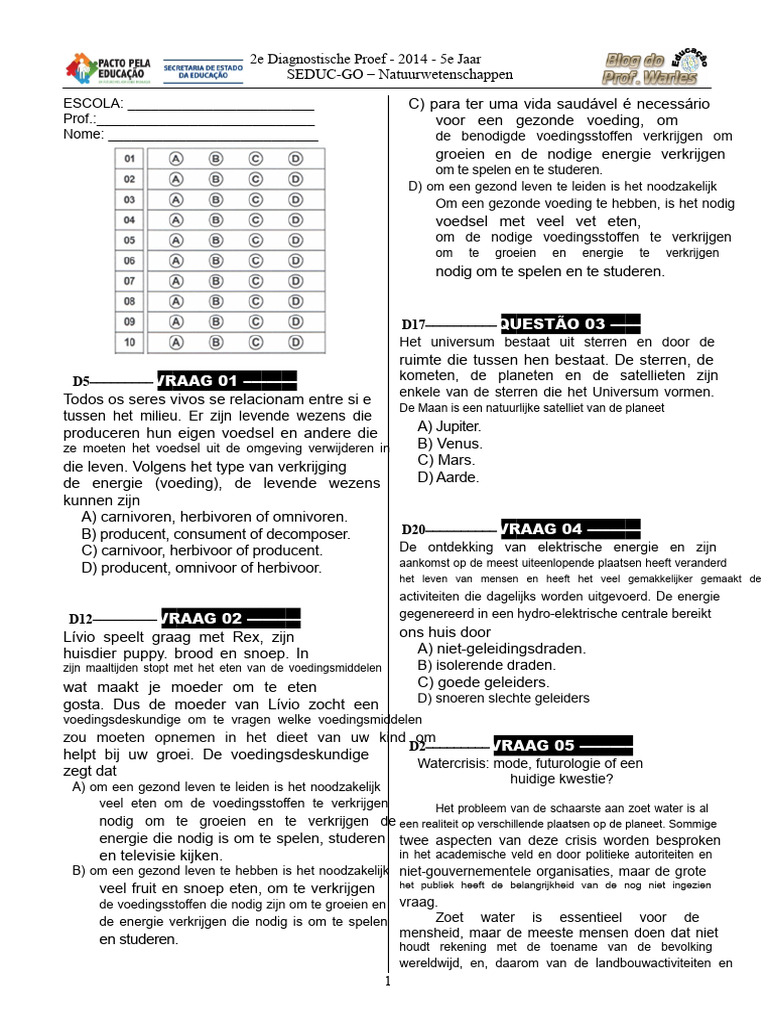 2de P.D - 2014 (Wetenschappen - 5e Jaar) - BLOG Van Prof. Warles | PDF