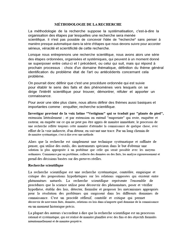 Méthodologie de la recherche scientifique | PDF | Expérience | Science
