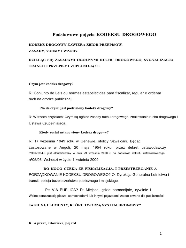 Kodeks Drogowy | PDF