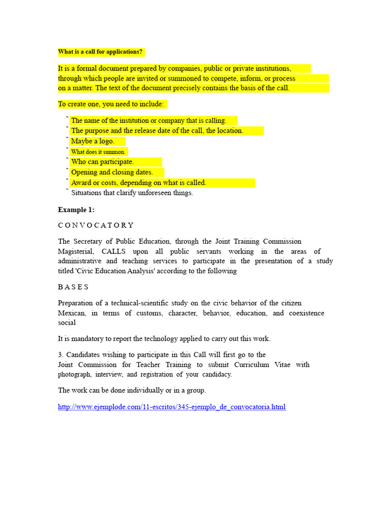 What Is A Call For Applications? | PDF