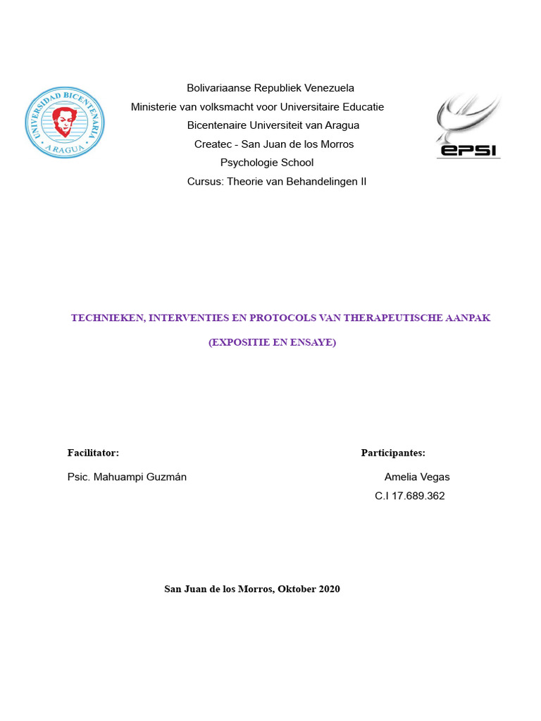 Technieken, Interventies en Protocolen Voor Therapeutische Benadering | PDF