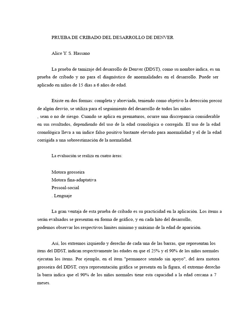 Prueba de Tamizaje Del Desarrollo de Denver | PDF | Enfermedades y ...